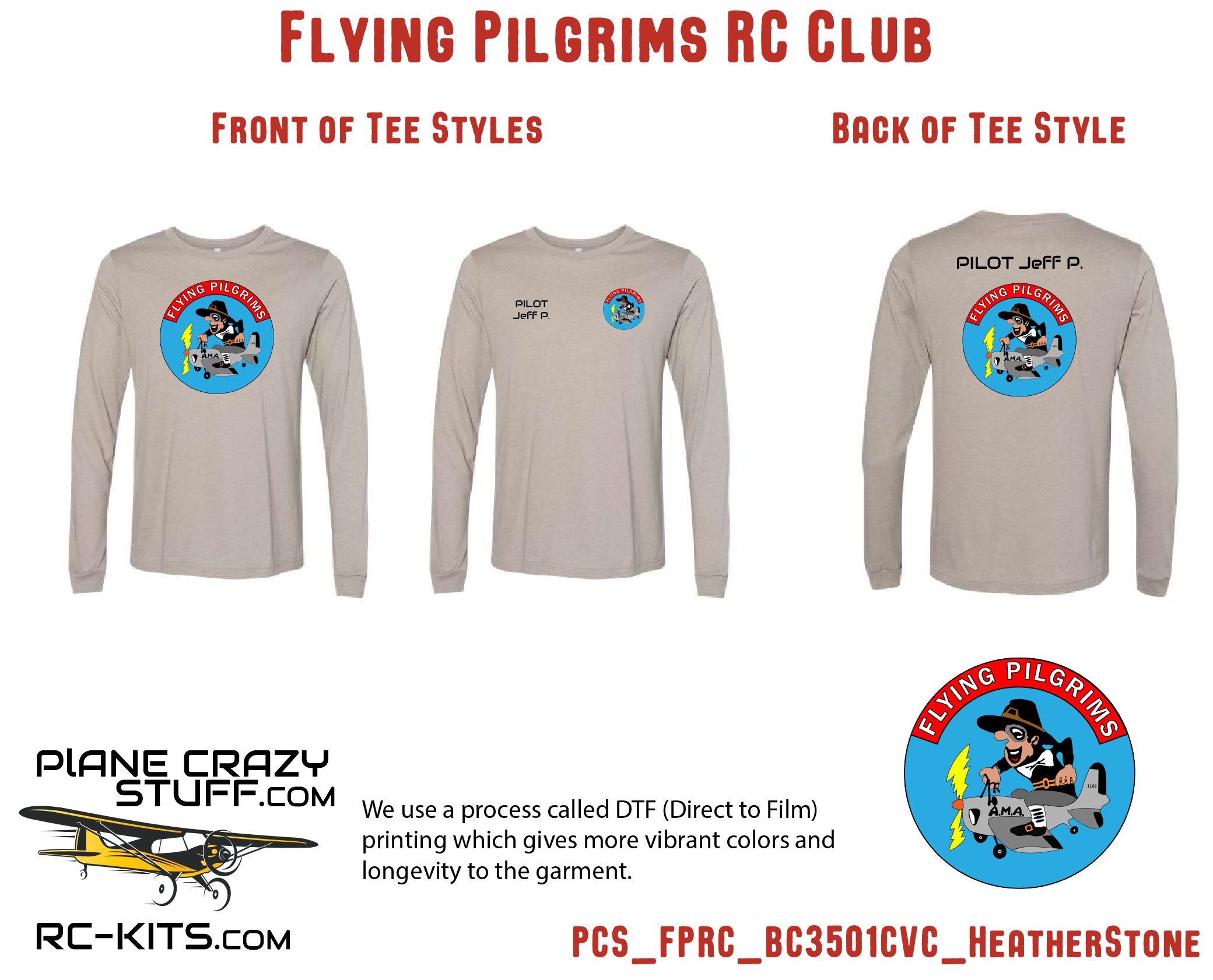 Flying Pilgrims RC Club Long Sleeve Tee Shirt - We make flying fun!!!