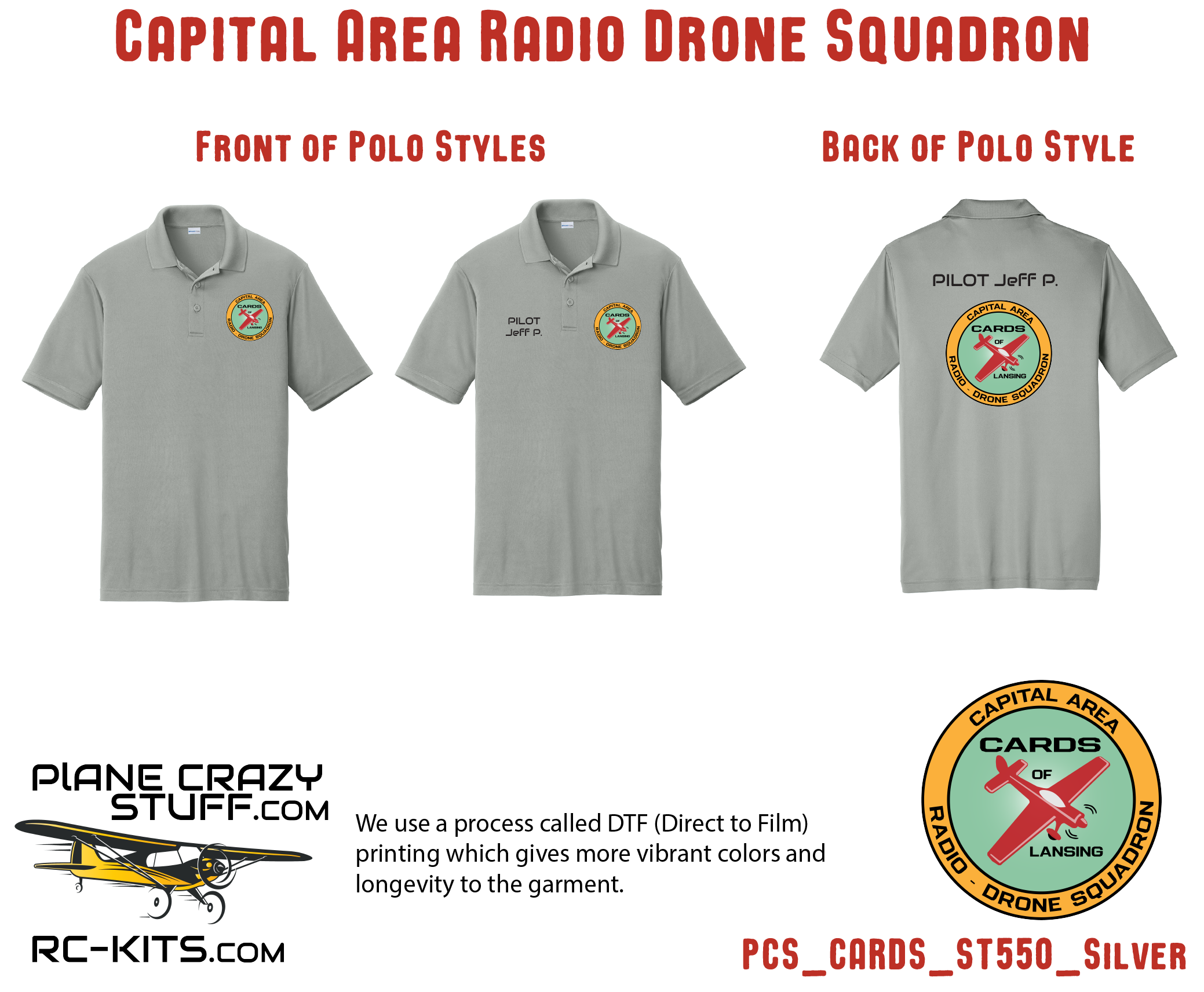 CARDS of Lansing Sport-Tek Short Sleeve Polo - We make flying fun!!!